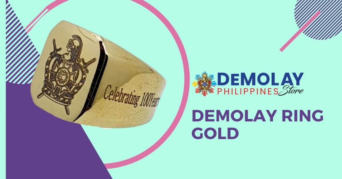 Gold Plated Laser Engrave DeMolay Ring - DeMolay PH Store