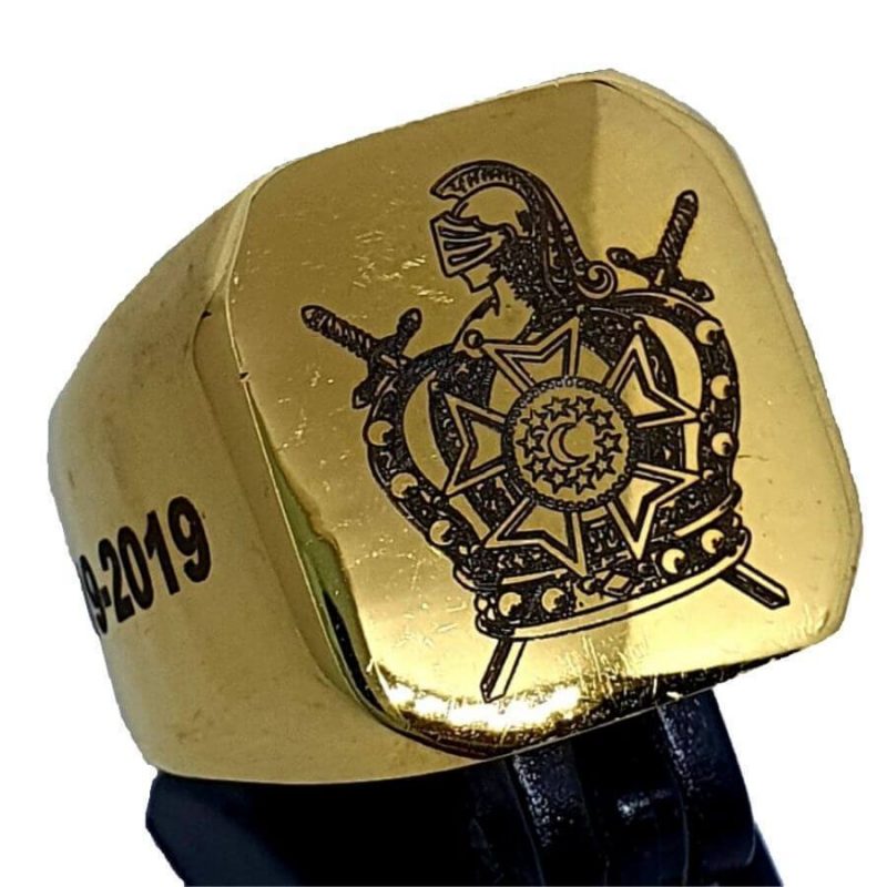 Gold Plated Laser Engrave DeMolay Ring - DeMolay PH Store