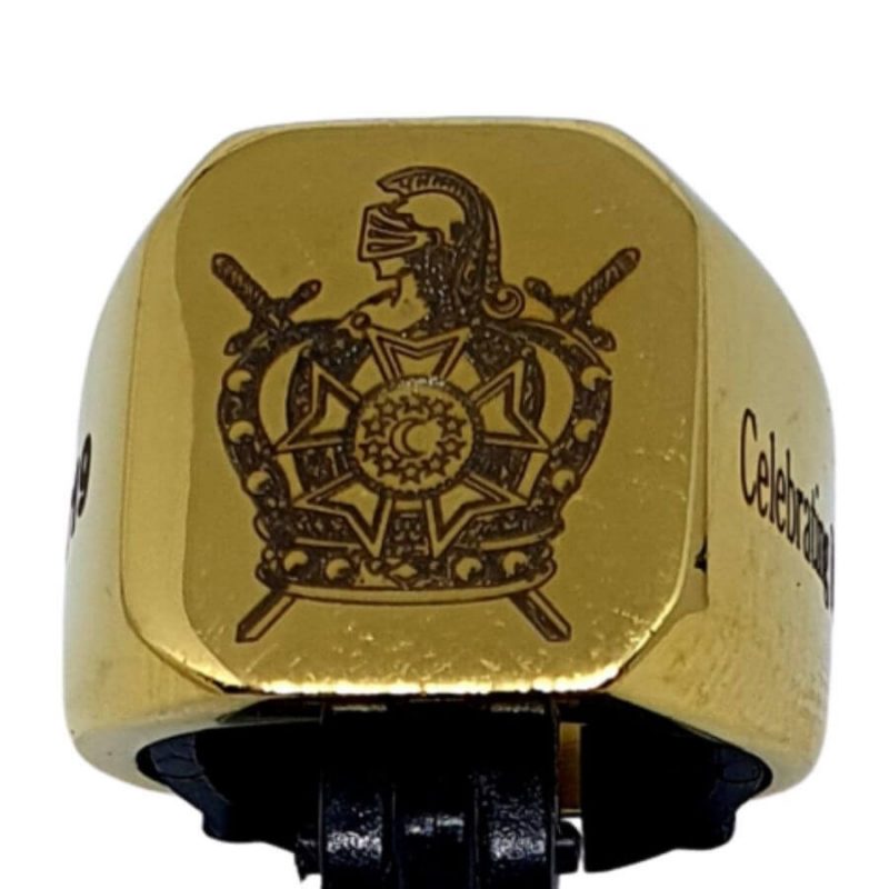 Gold Plated Laser Engrave DeMolay Ring - DeMolay PH Store